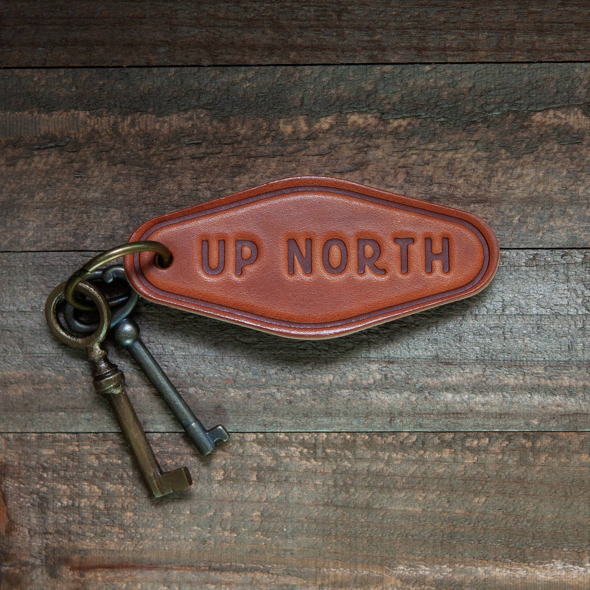 Up North Leather Keychain Motel Style | Red Barn - Park Rapids, MN