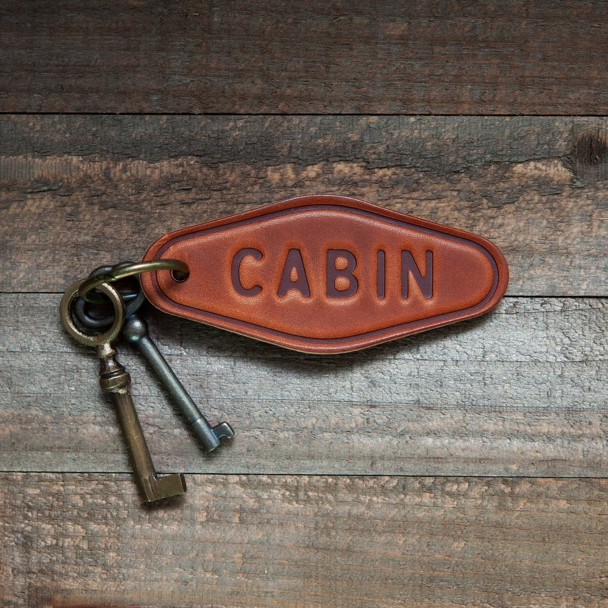 Cabin Leather Keychain Motel Style | Red Barn - Park Rapids, MN